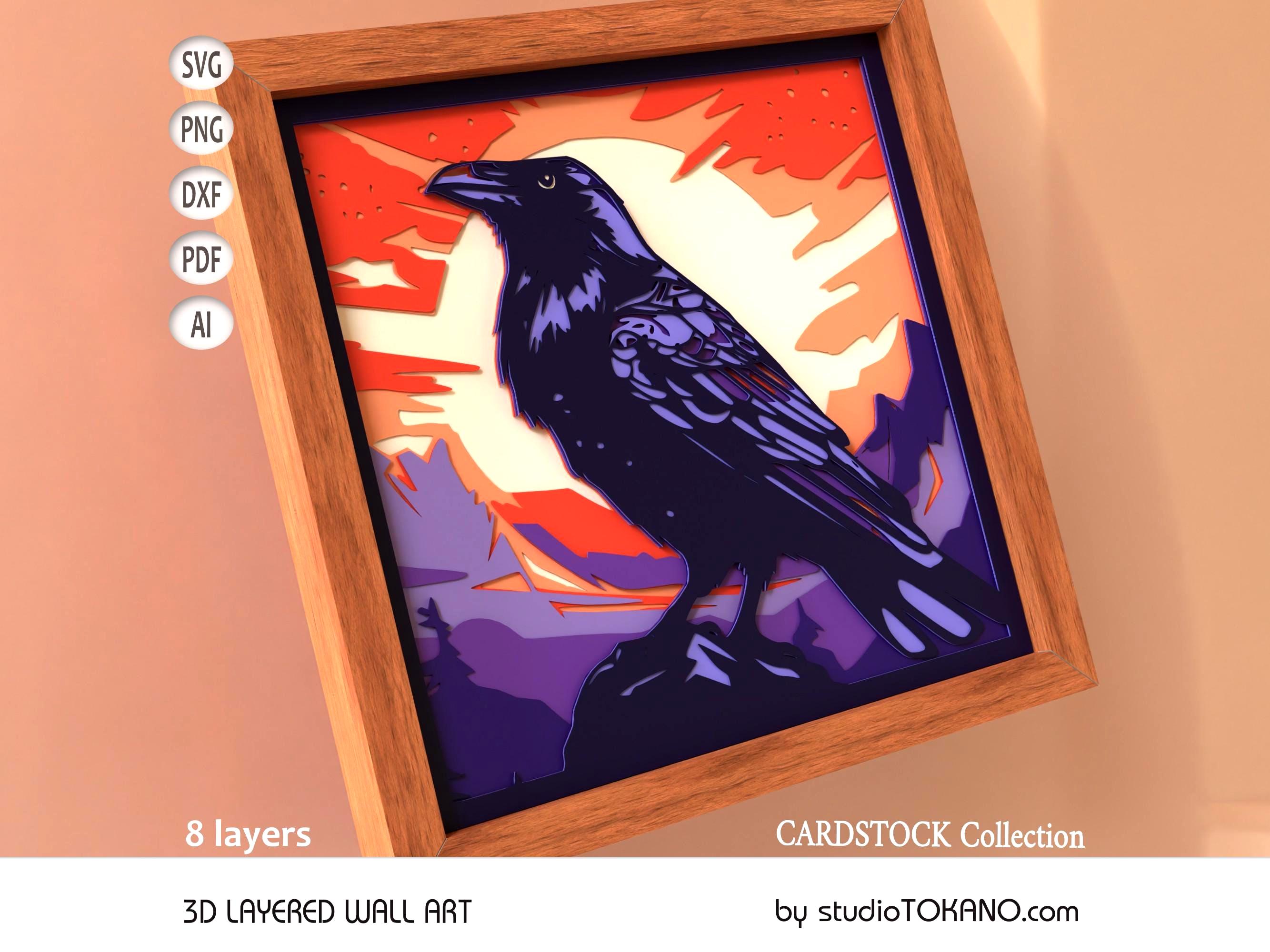 3D Multilayer Cricut Svg Raven Crow Cardstock Mandala, Papercut Shadow ...