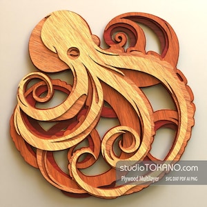 3D Layered Octopus SVG, Octopus Laser Cut File, Octopus Plywood Art Cut ...
