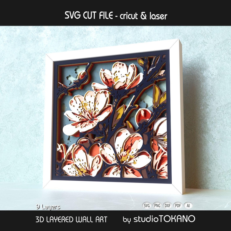 Sakura Cherry Blossom SVG | 3D Floral Shadow Box Cut File | Cricut ...