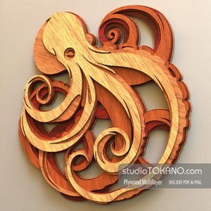 3D Layered Octopus SVG, Octopus Laser Cut File, Octopus Plywood Art Cut ...