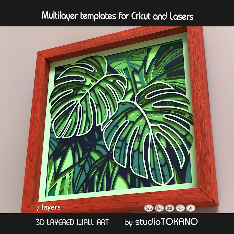 3D Multilayer Cricut Svg Monstera Cardstock Mandala, Papercut Shadowbox ...