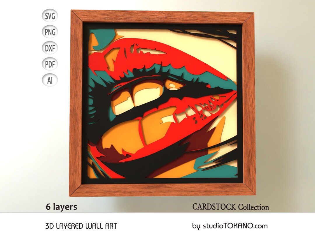 Multi Layered Mouth Shadow Box SVG – 3D Lips Papercut Template ...