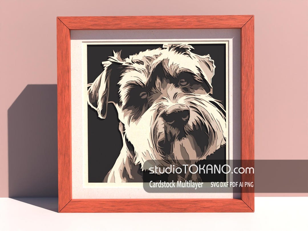 3D Schnauzer Dog SVG for Cricut, Silhouette, Laser. Layered Cardstock ...