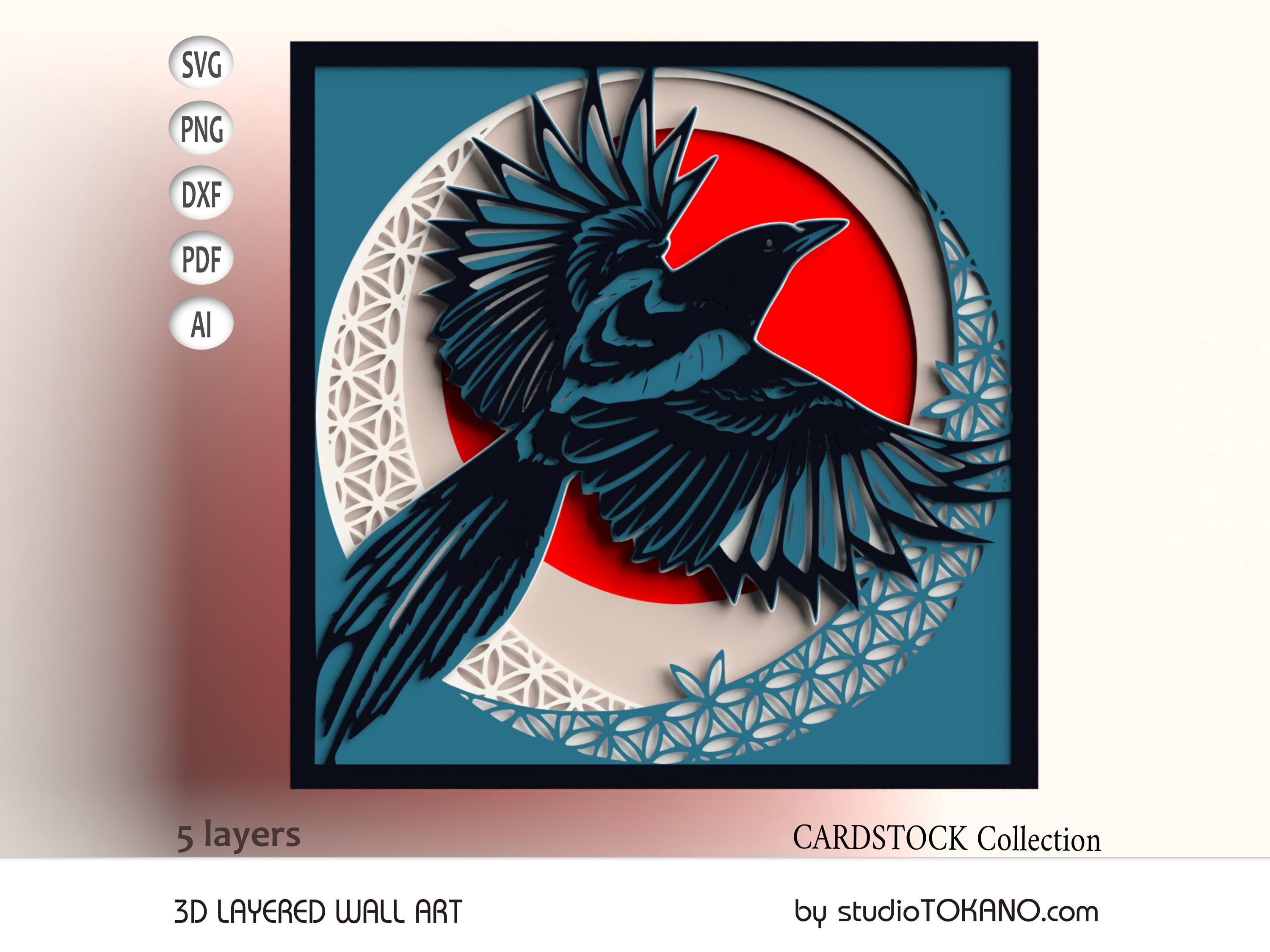 3D Layered SVG That Works for CRICUT! Multilayer Svg Raven, Cardstock ...