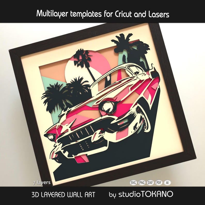 Classic Car Laser SVG for Cricut | 3D Shadow Box Cadillac | Oldtimer ...
