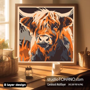 3D Layer SVG for CRICUT! Multilayer Highland Cow Shadow Box. Standard ...
