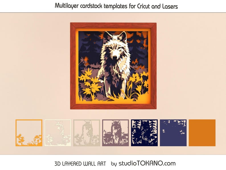 3D Layer SVG Set! Multilayer Woodland Wolf + Fox Shadow Box. Standard ...