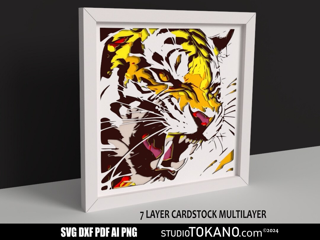 3D Layer SVG for CRICUT! Multilayer Tiger Shadow Box. Standard Size ...