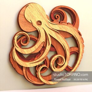 3D Layered Octopus SVG, Octopus Laser Cut File, Octopus Plywood Art Cut ...