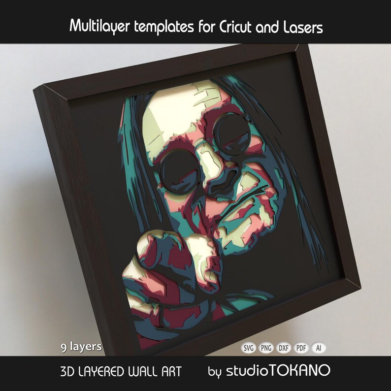 Laser Cut Shadow Box Ozzy Osbourne SVG | Multilayer Rock Icon Papercut ...