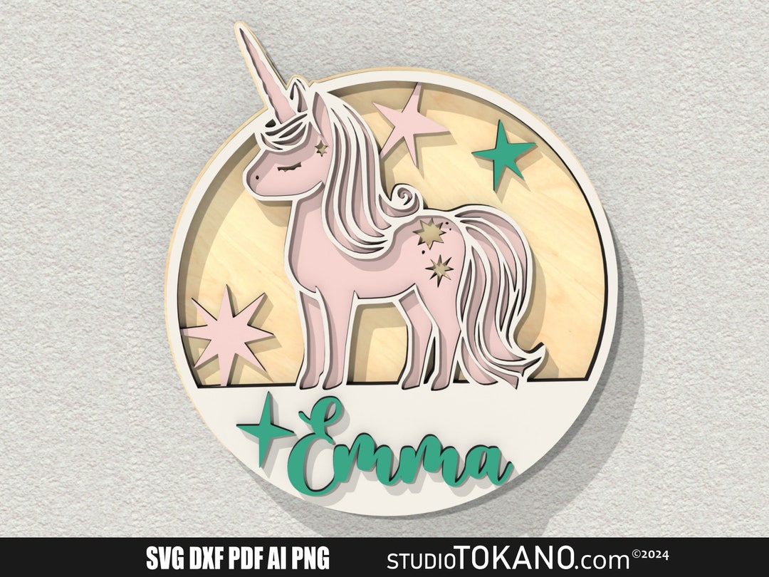 3D Svg for Layered Name Plate for Laser Cut, Plywood Nursery Wall Deco ...