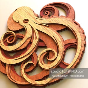 3D Layered Octopus SVG, Octopus Laser Cut File, Octopus Plywood Art Cut ...