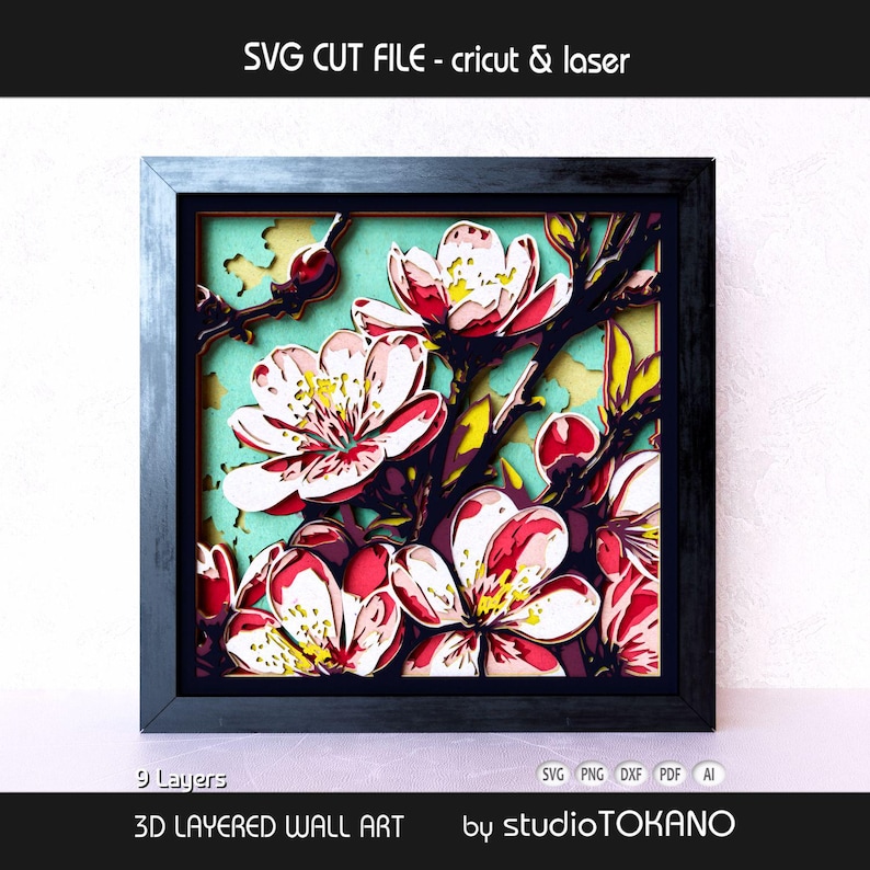 Sakura Cherry Blossom SVG | 3D Floral Shadow Box Cut File | Cricut ...