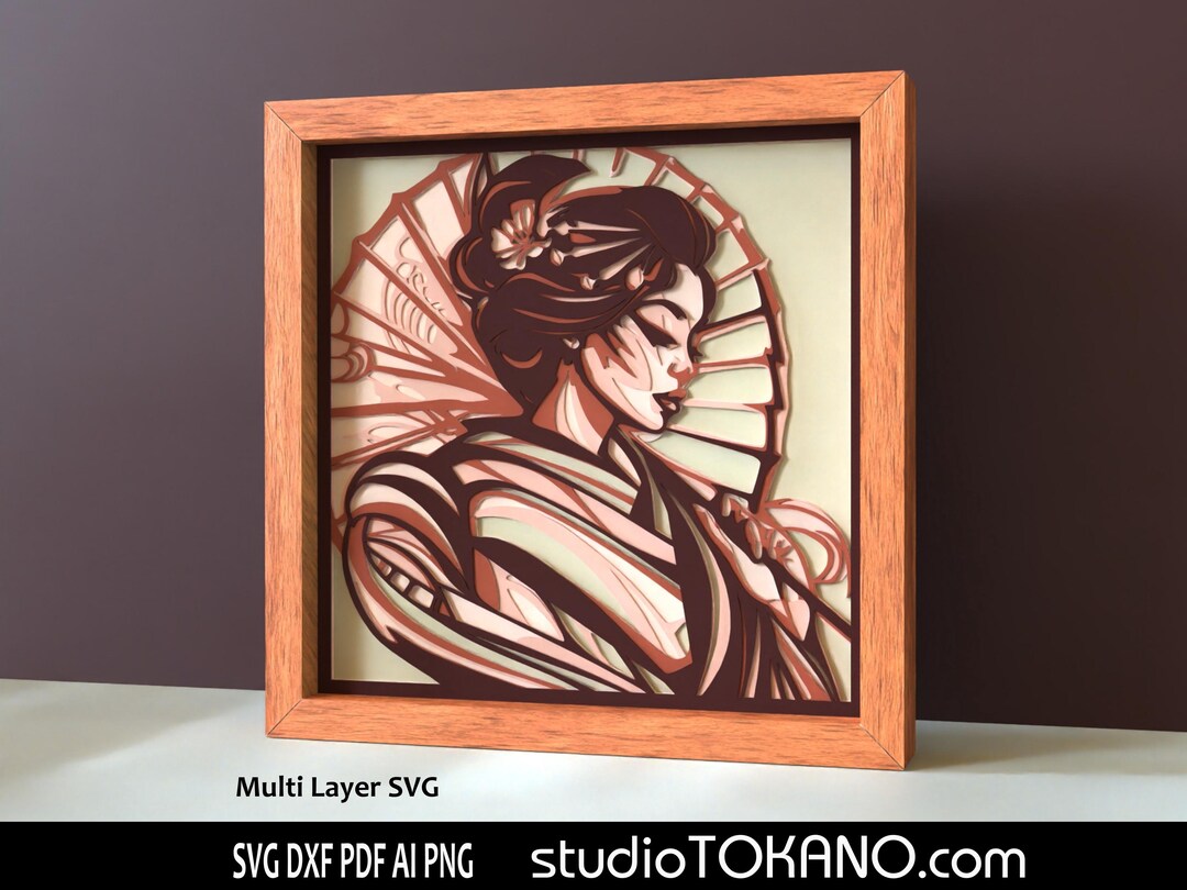 3D Layered SVG That Works for CRICUT Multilayer Svg Geisha, Cardstock ...