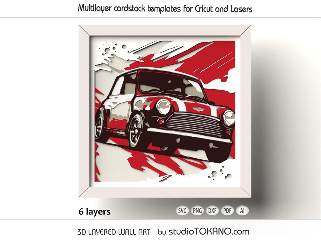 3D Layer SVG for CRICUT! Multilayer Mini Cooper Shadow Box. Standard ...