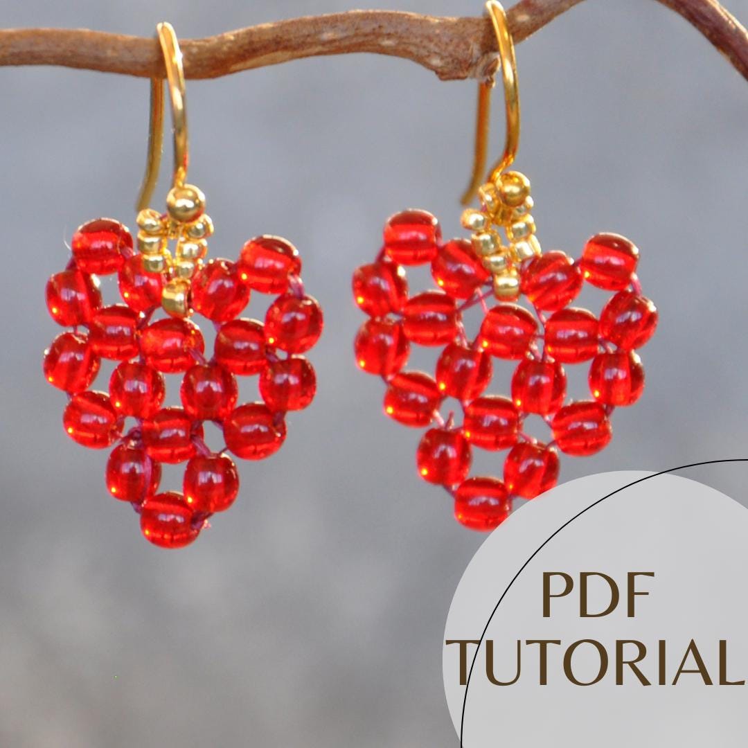 DIY Beaded Heart Earrings Tutorial: Beginner-friendly Jewelry (PDF Guide) - Etsy