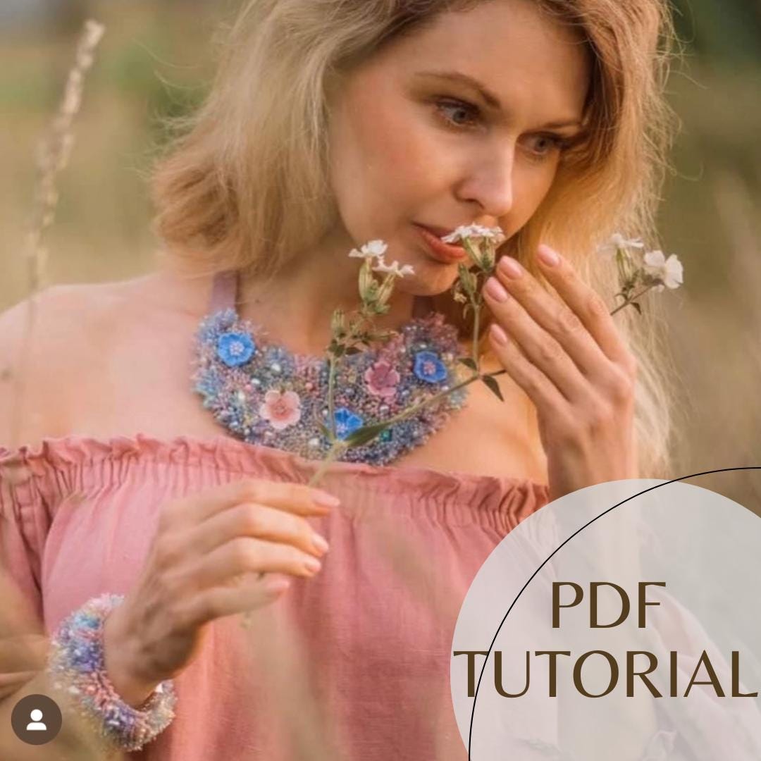 Tutorial Necklace on Ribbons. Beaded Necklace Handmade Tutorial. DIY Necklace. Collar Seed Beads ...