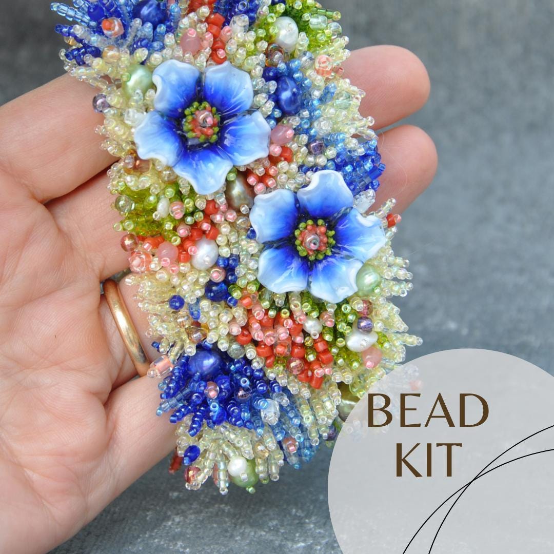 DIY Flower Bracelet Kit: Pastel Seed Beads, Sterling Silver Clasp ...