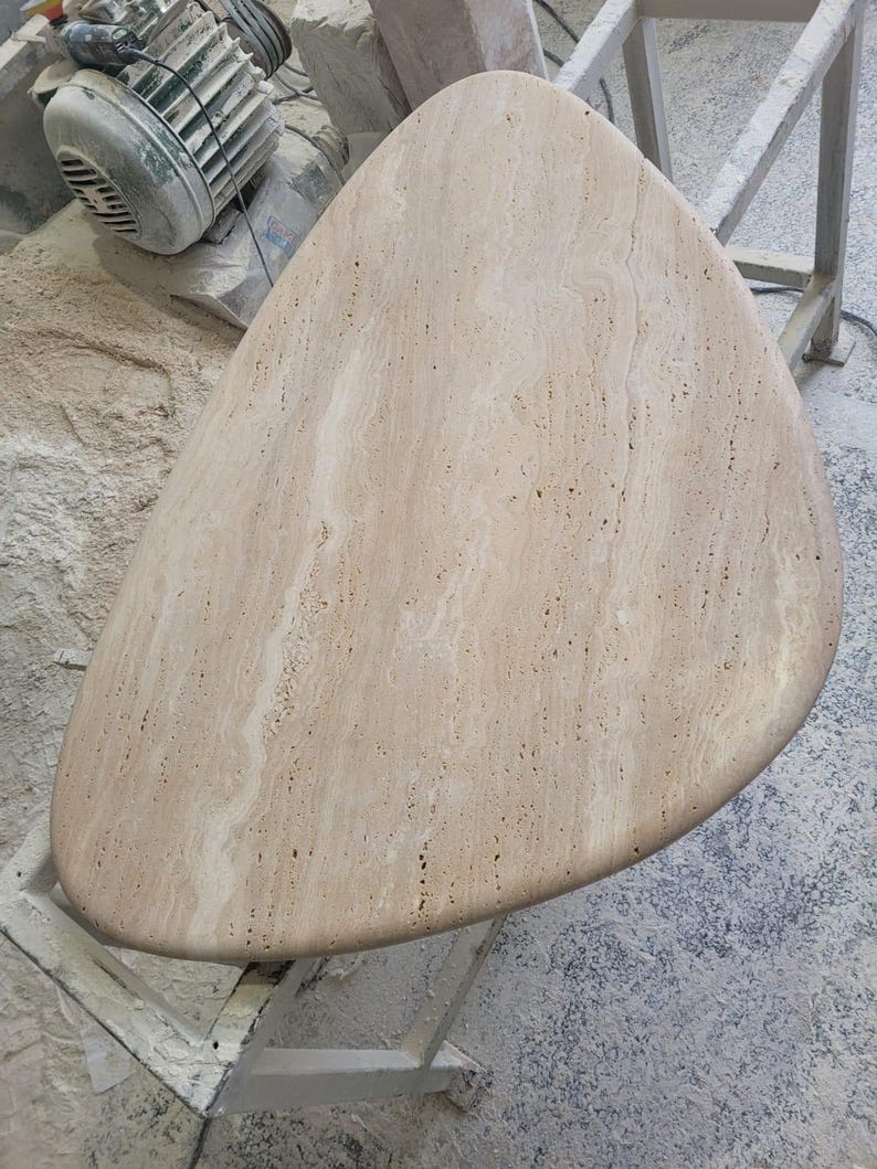 Travertine Coffee Table - Triangle Marble Coffee Table - Elegant, Light ...