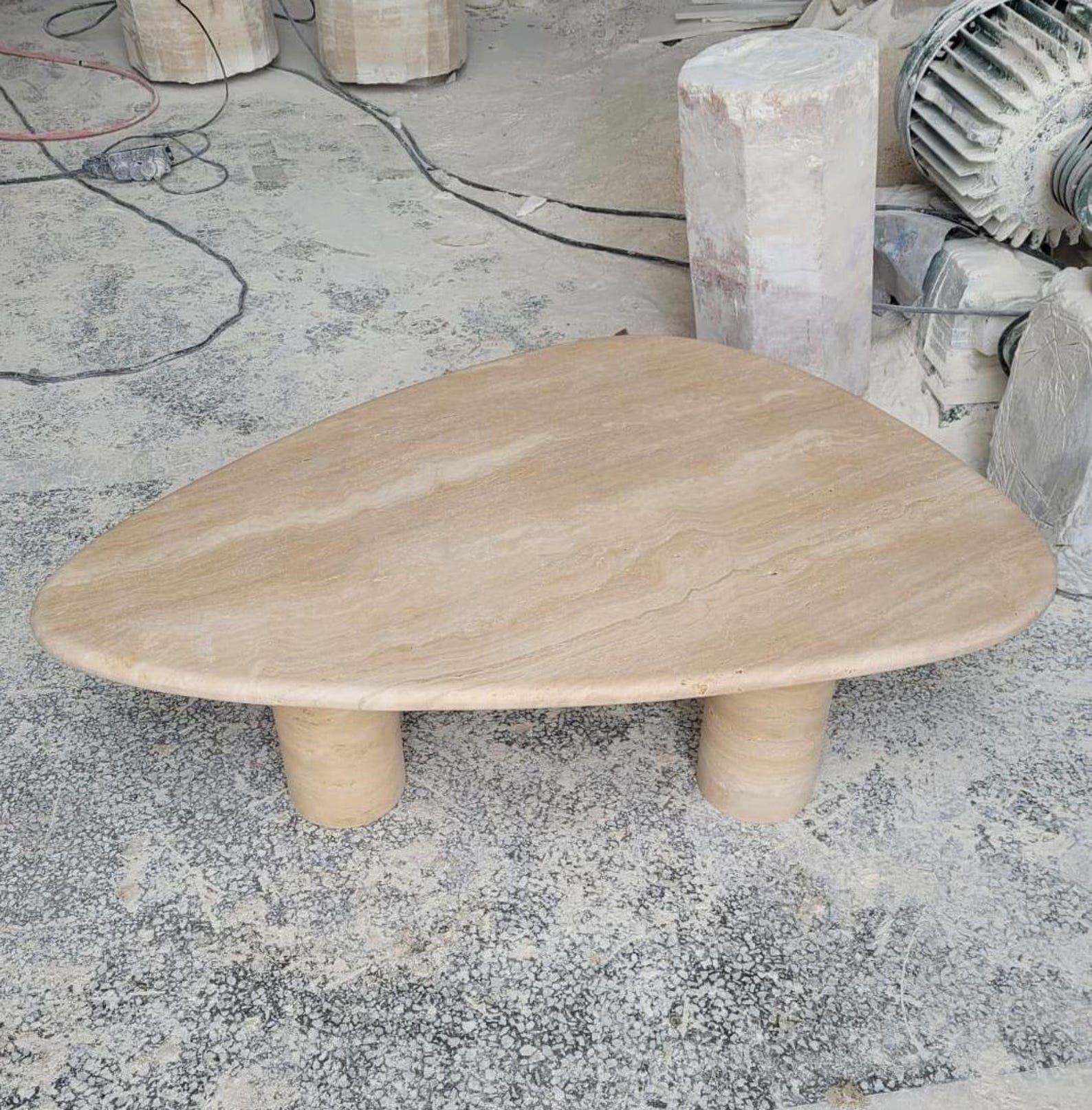 Travertine Coffee Table - Triangle Marble Coffee Table - Elegant, Light ...