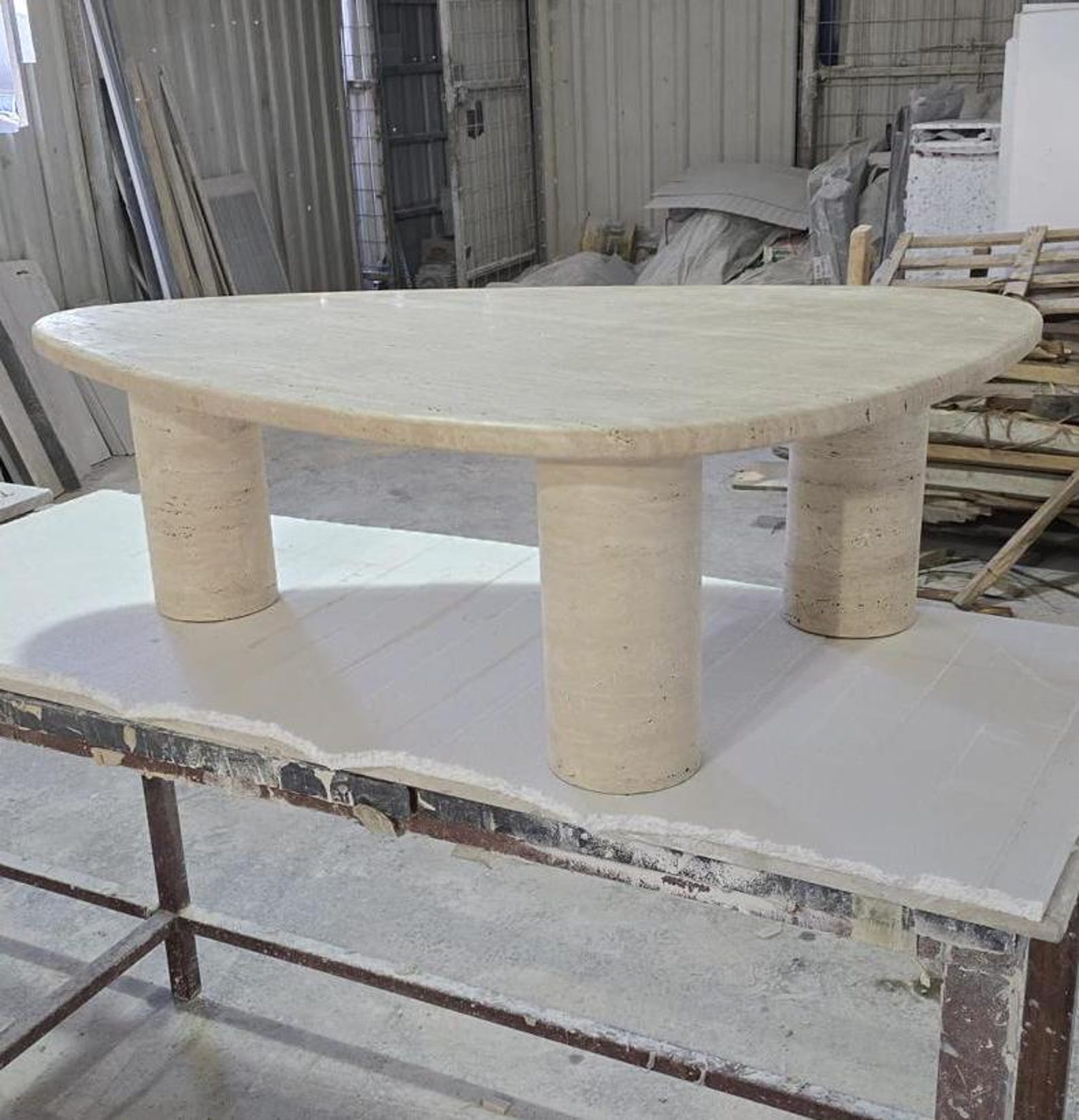 Travertine Coffee Table - Triangle Marble Coffee Table - Elegant, Light ...