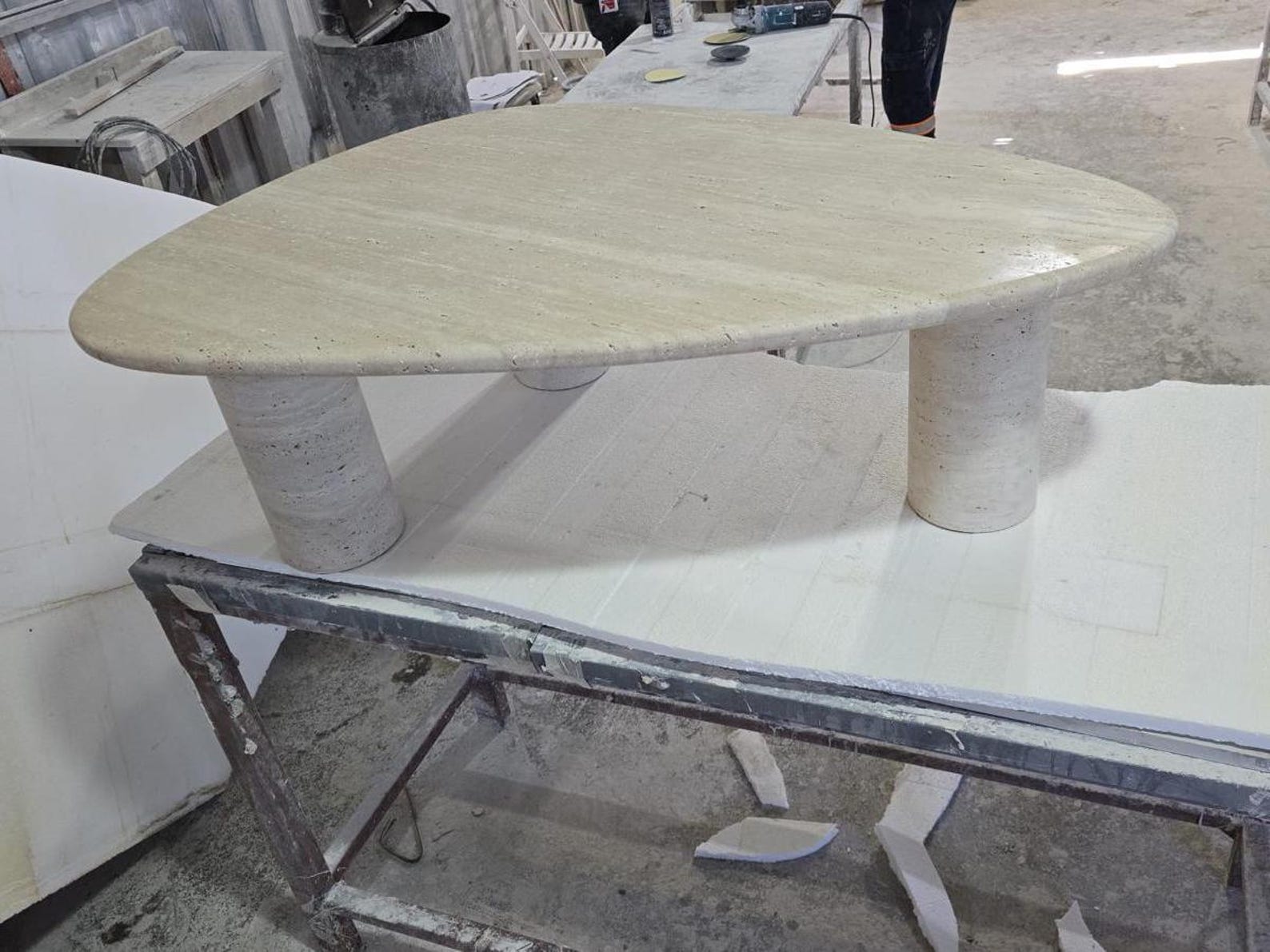 Travertine Coffee Table - Triangle Marble Coffee Table - Elegant, Light ...
