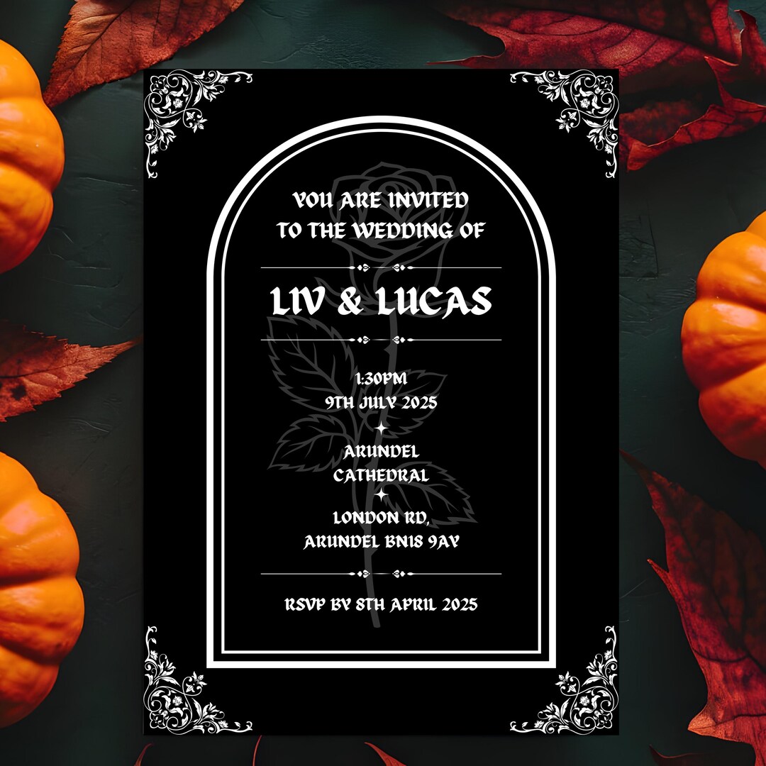 Gothic Wedding Invitation, Goth Wedding Bundle, Printable Invitation ...