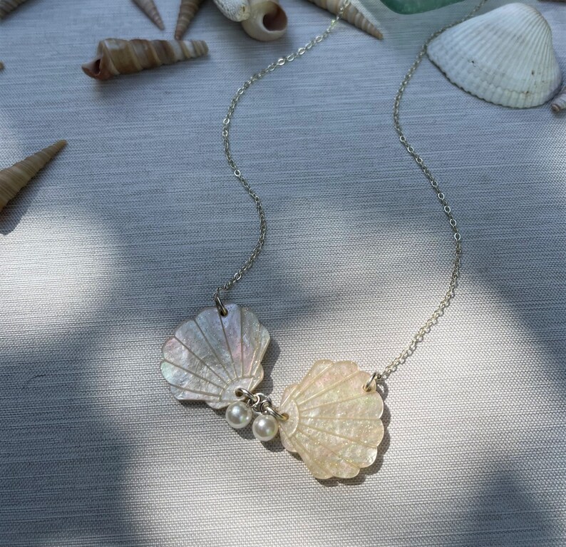 Ocean Seashell Pearl Necklace Beach Shell Pendant Shell - Etsy