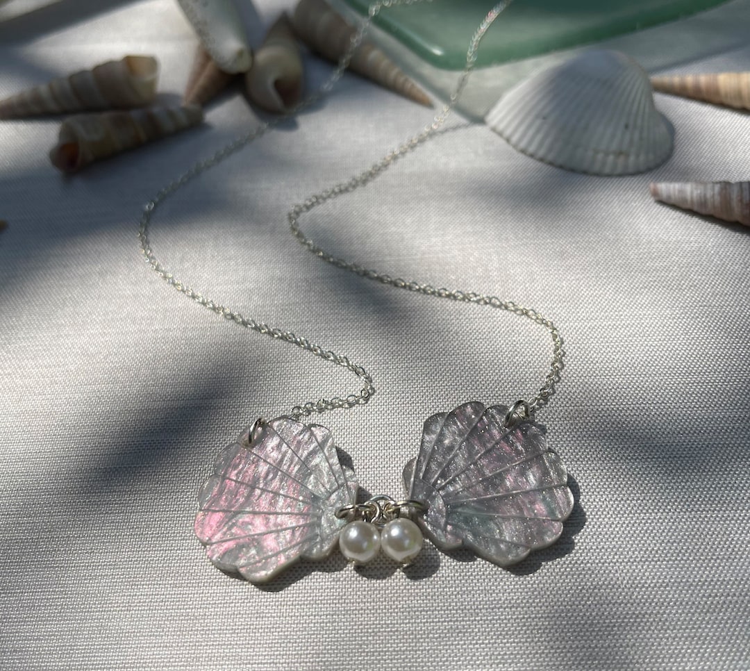 Ocean Seashell, Pearl Necklace, Beach Shell Pendant, Shell Necklace ...