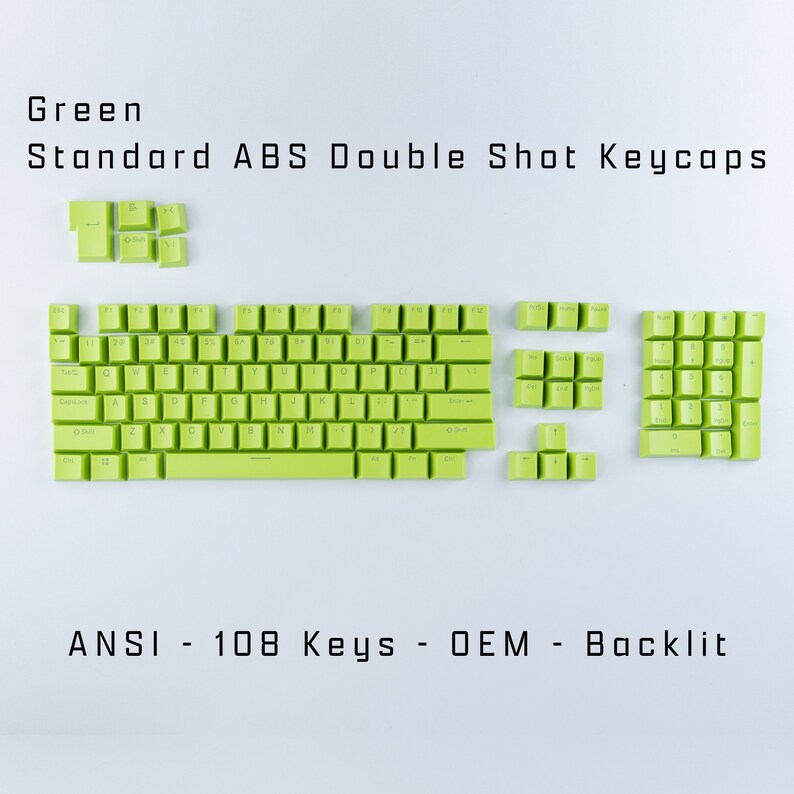 ABS Double Shot Keycap Set Green 100% ANSI OEM - Etsy