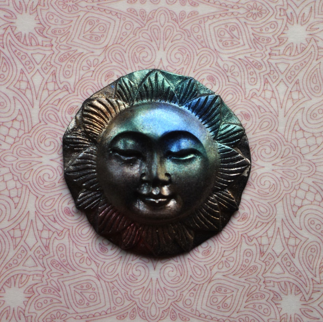 Polymer Clay Cabochon Sun Face Raku Effect - Etsy