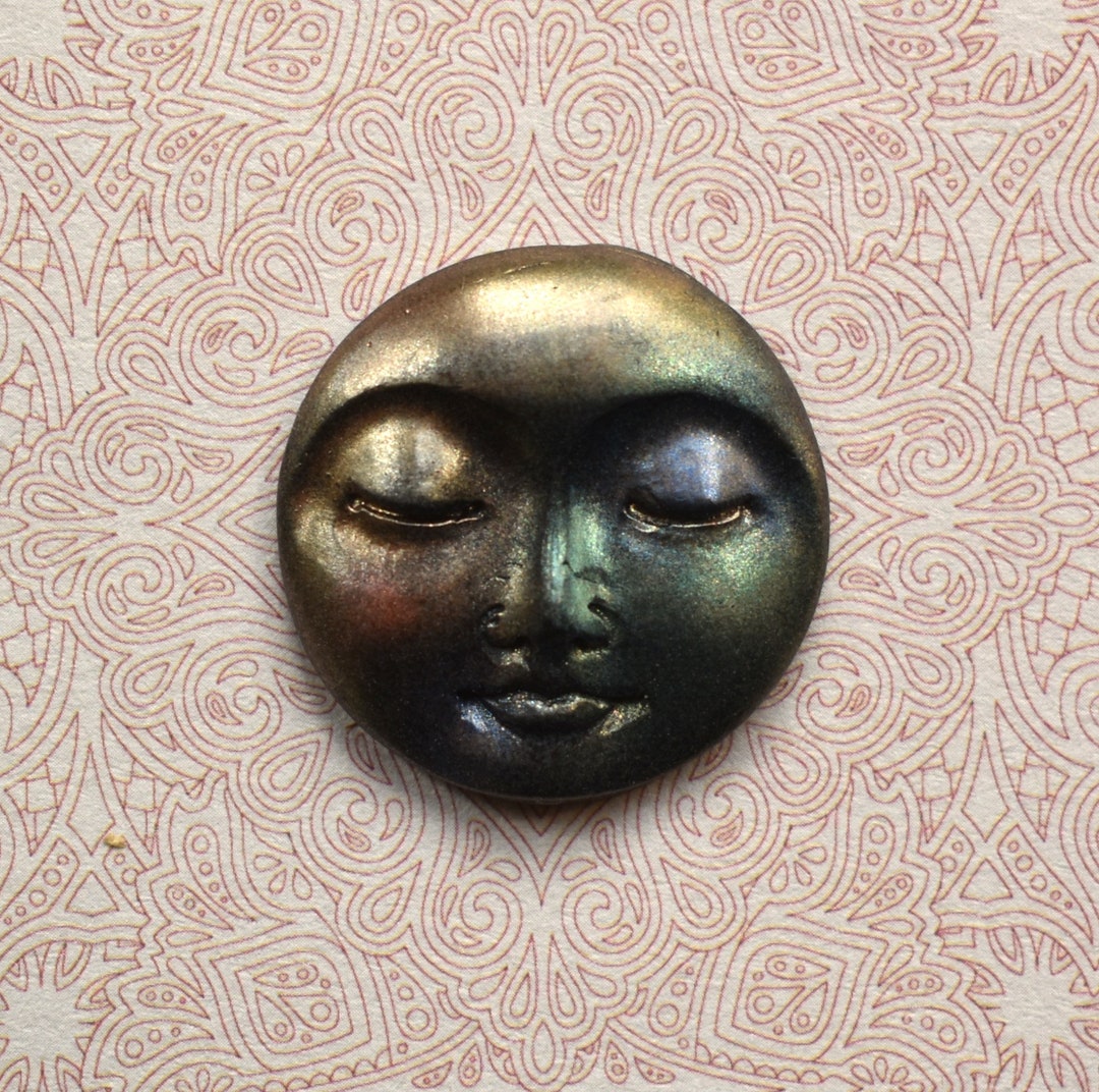 Polymer Clay Moon Face Raku Effect - Etsy