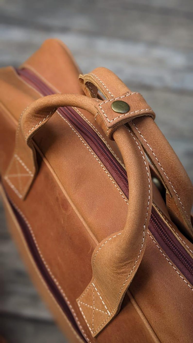 Premium Camel Brown Leather Laptop Bag Stylish and Durable Computer ...