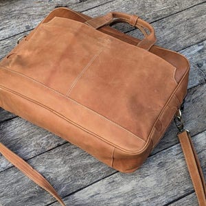 Premium Camel Brown Leather Laptop Bag Stylish and Durable Computer ...