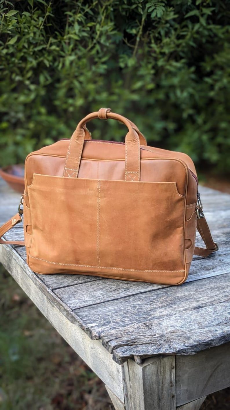 Premium Camel Brown Leather Laptop Bag Stylish and Durable Computer ...