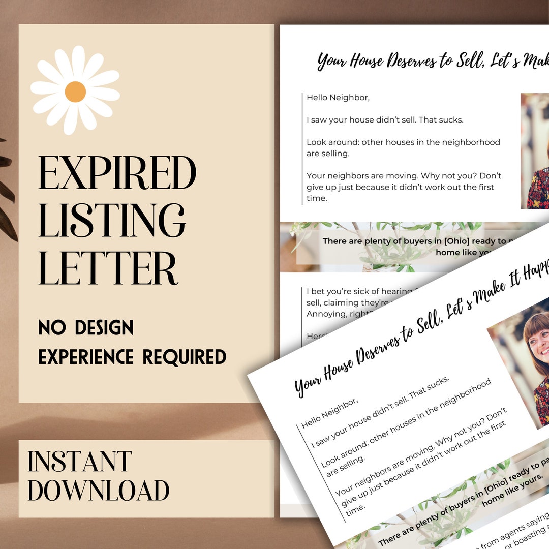 Expired Listing Letter, Prospecting Letter, Real Estate Letter Template, Real Estate Marketing ...