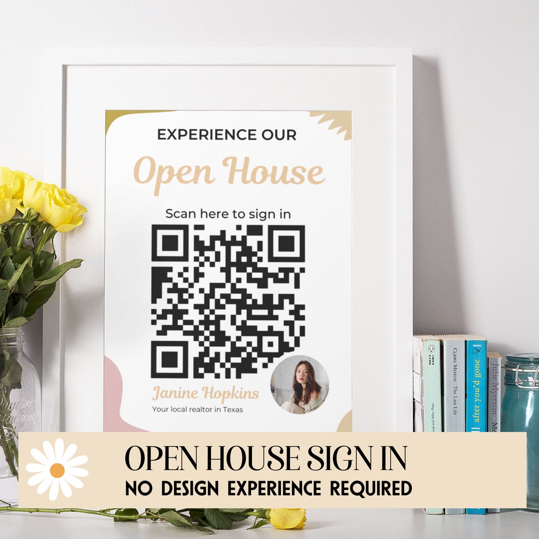 Open House Sign in Sheet, QR Code, Instant Canva Download, Realtor Open ...