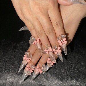 3D Romantic Pink Nails Claw Nails Talon Nails Claw Press on Nails ...