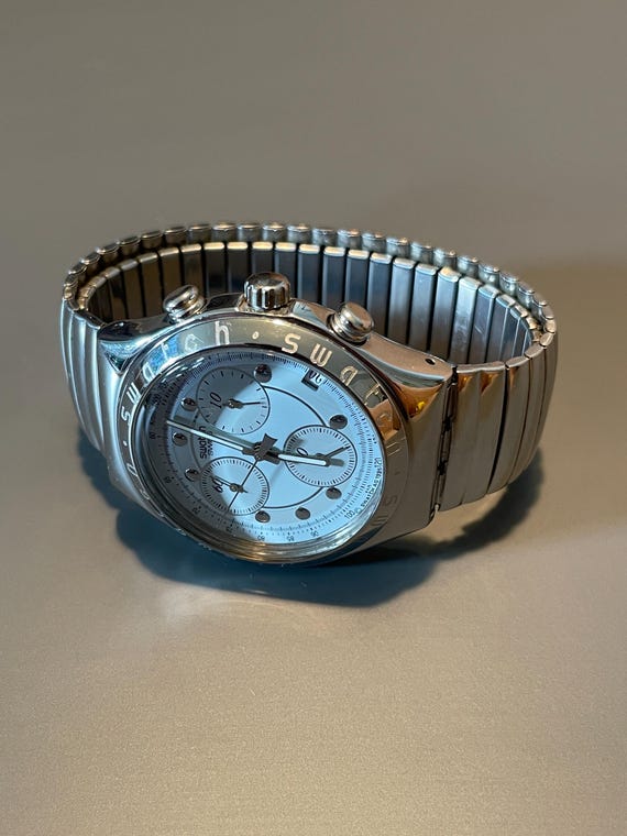 SWATCH Vintage Irony Chrono “ROUGH & RUGGED” in silve… - Gem