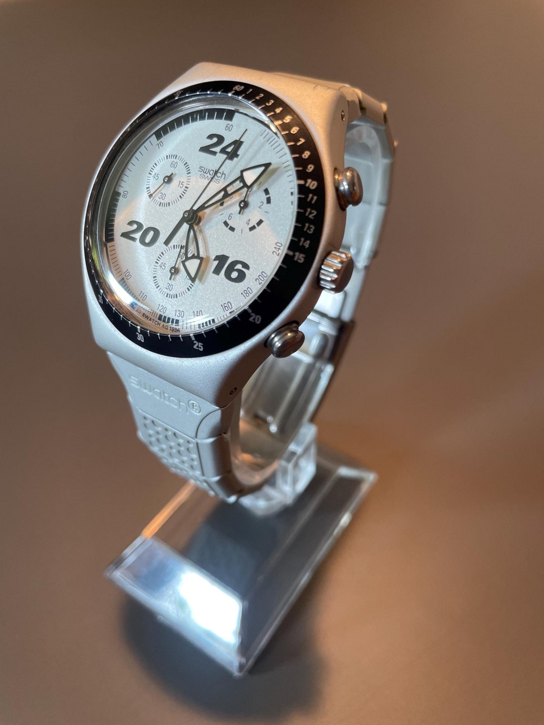 SWATCH Vintage Irony Chrono “STRAIGHT EDGE” in Silver From 1996 With ...