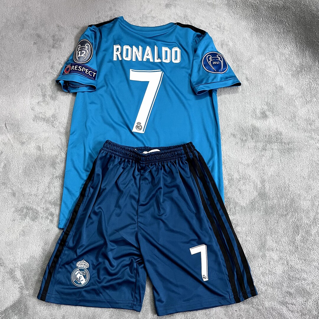 Cristiano Ronaldo No. 7 Football Uniform 17-18 Real Madrid Blue Jersey ...