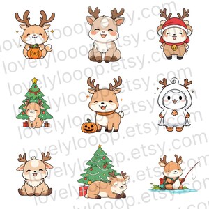 Cute Reindeer Doodles PNG Clipart, Transparent PNG, Reindeer Stickers ...
