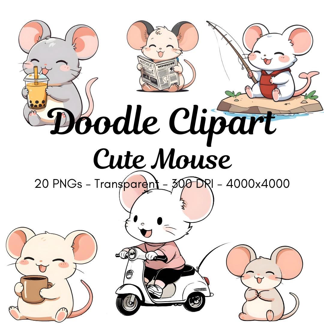 Cute Mouse Doodles PNG Clipart, Transparent PNG, Mouse Stickers, Chibi ...