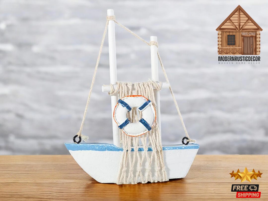 Handcrafted Wooden Sailboat Model | Coastal Home Decor | Nautical ...