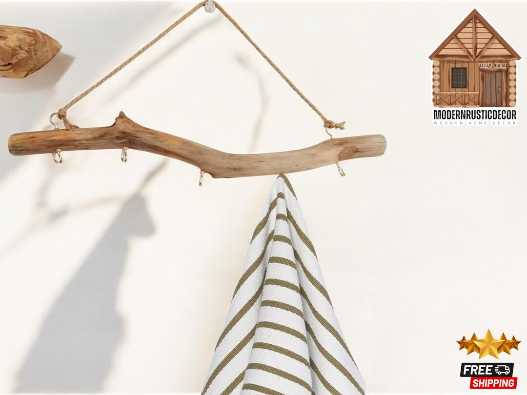 Wood Wall Hanger | Rustic Hanging Rack Organizer | Driftwood Key Holder ...