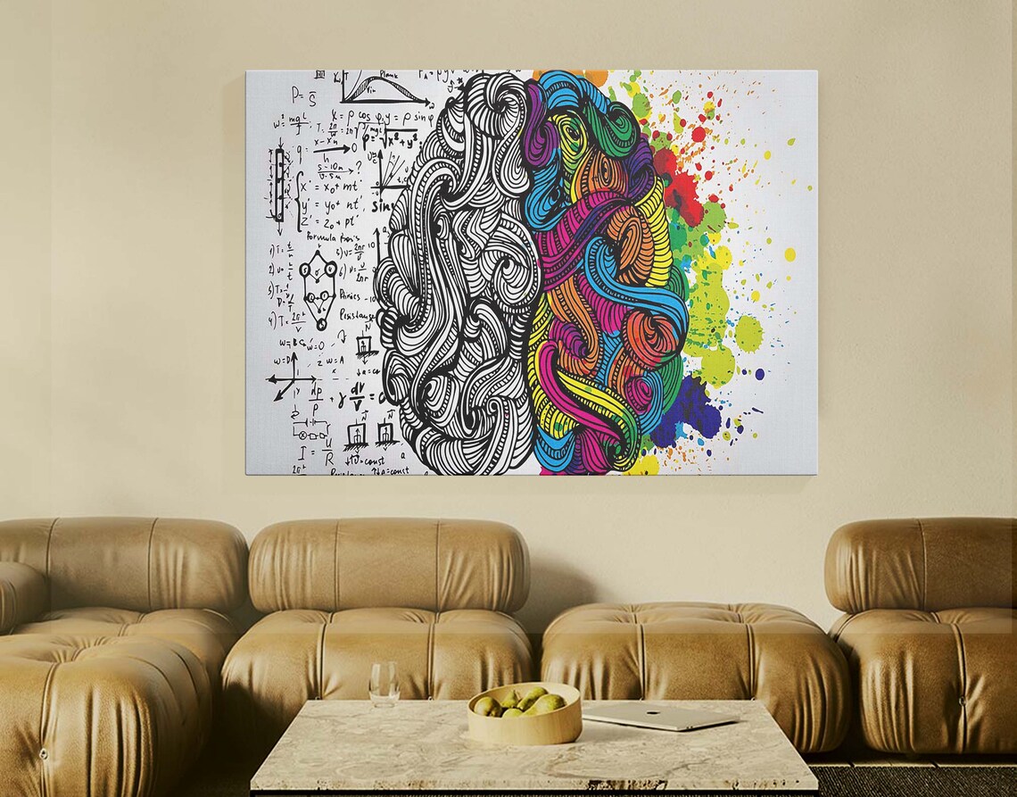 Brain Lobe Canvas, Analytical Brain Wall Decor, Artist Brain Wall Decor ...