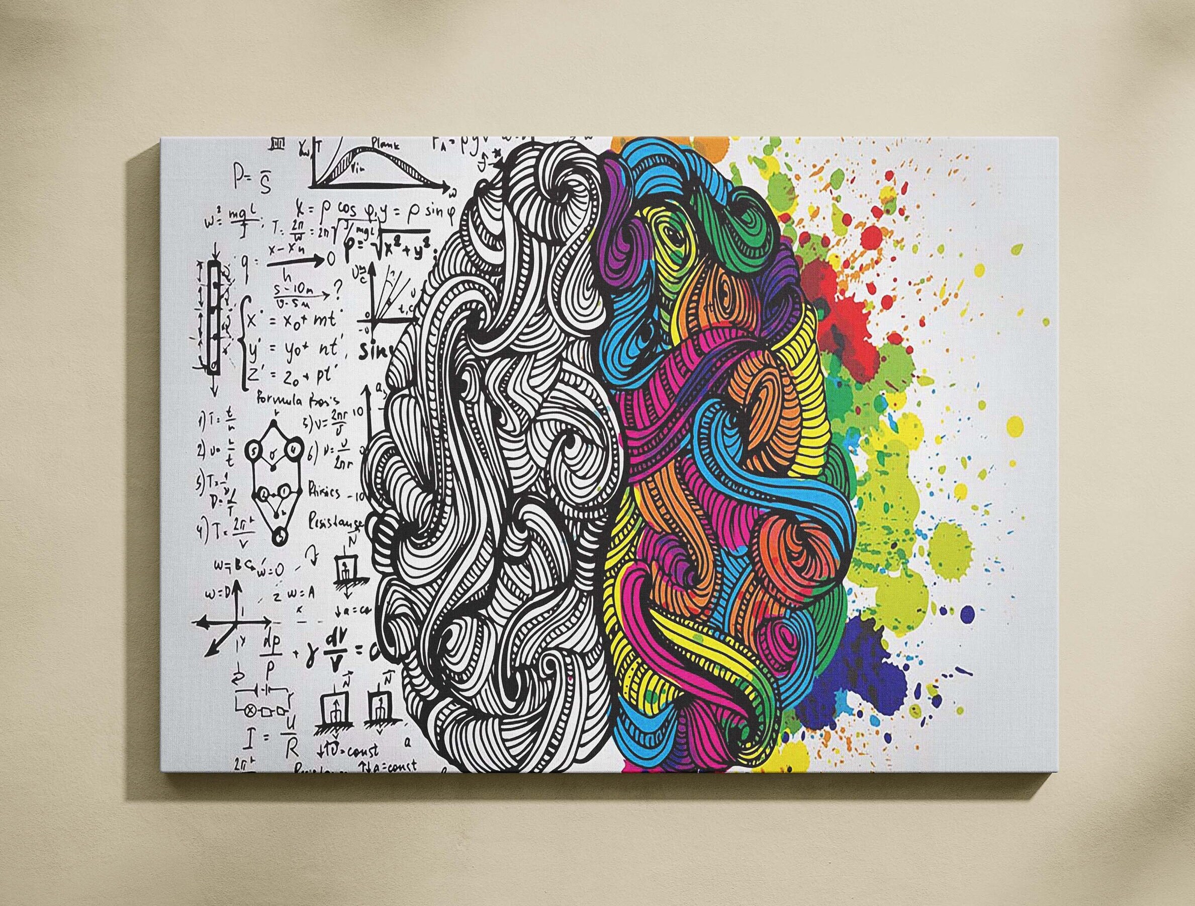 Brain Lobe Canvas, Analytical Brain Wall Decor, Artist Brain Wall Decor ...