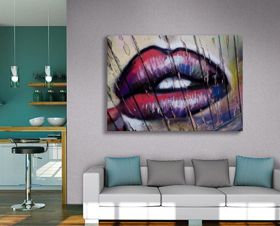 Lip Wall Art Canvas, Lip Poster, Red Lipstick Canvas, Woman Lips Art ...