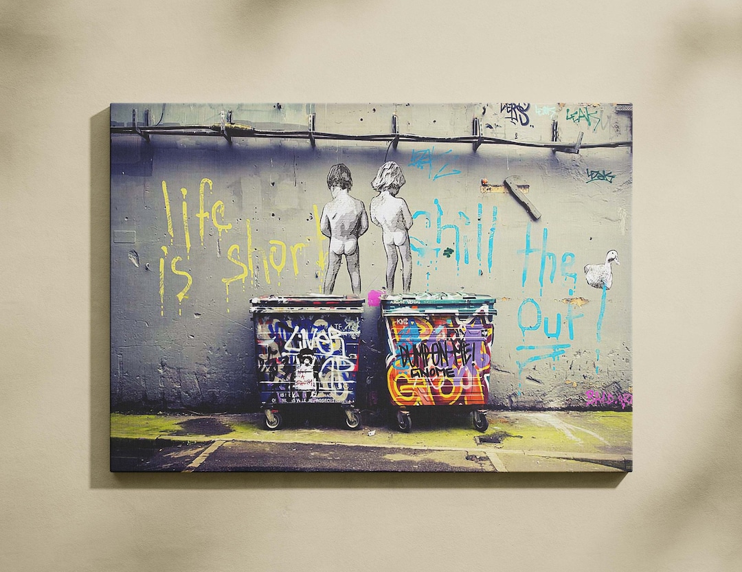 Life is Short Canvas, Kids Peeing Wall Decor, Funny Graffiti Wall Decor ...