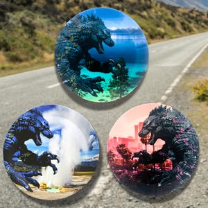 Godzilla Dinner Plate Hawaii Volcano Monster Movie Night Sci-fi Home ...